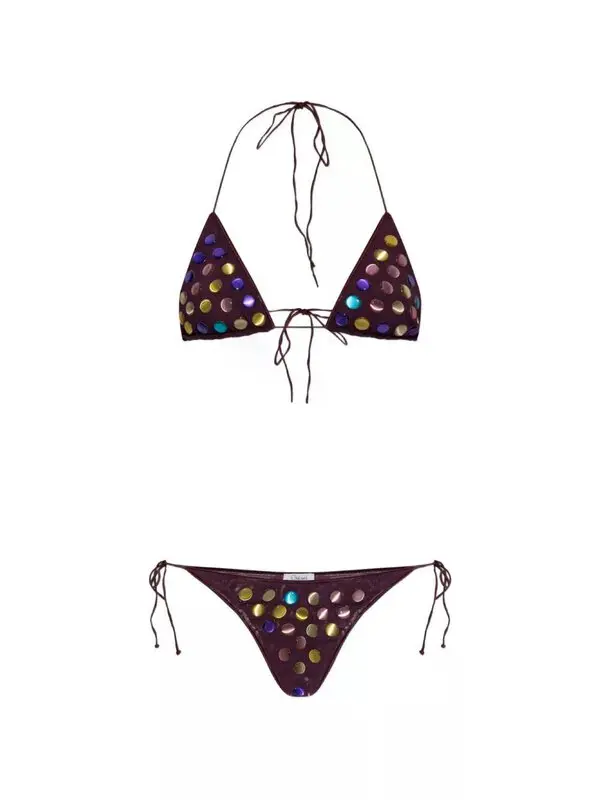 Oseree Appliqué-detailed Triangle Bikini