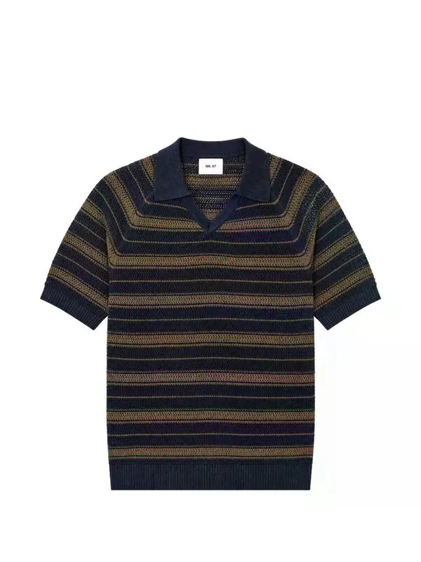 Nn07 Cale Striped Pointelle-knit Sweater - Blue