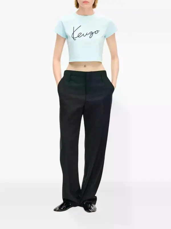 Kenzo Signature Embroidered Cropped T-shirt