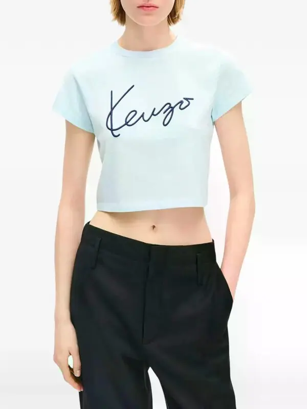 Kenzo Signature Embroidered Cropped T-shirt