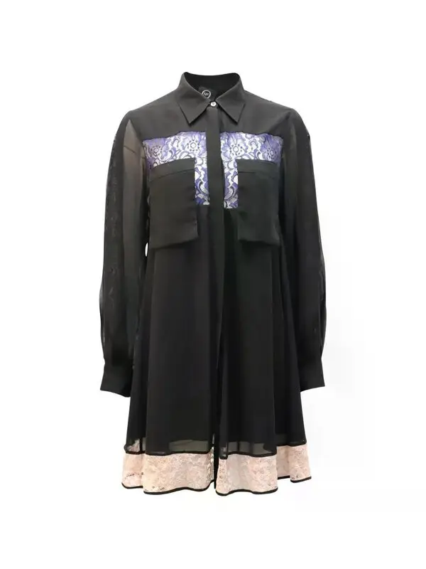 Alexander McQueen Lace-trim Flared Shirt Dress - Black