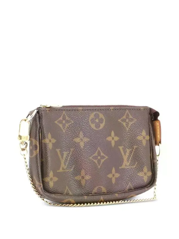 LOUIS VUITTON Pochette Accessoires Monogram Canvas Mini Clutch Bag - Brown