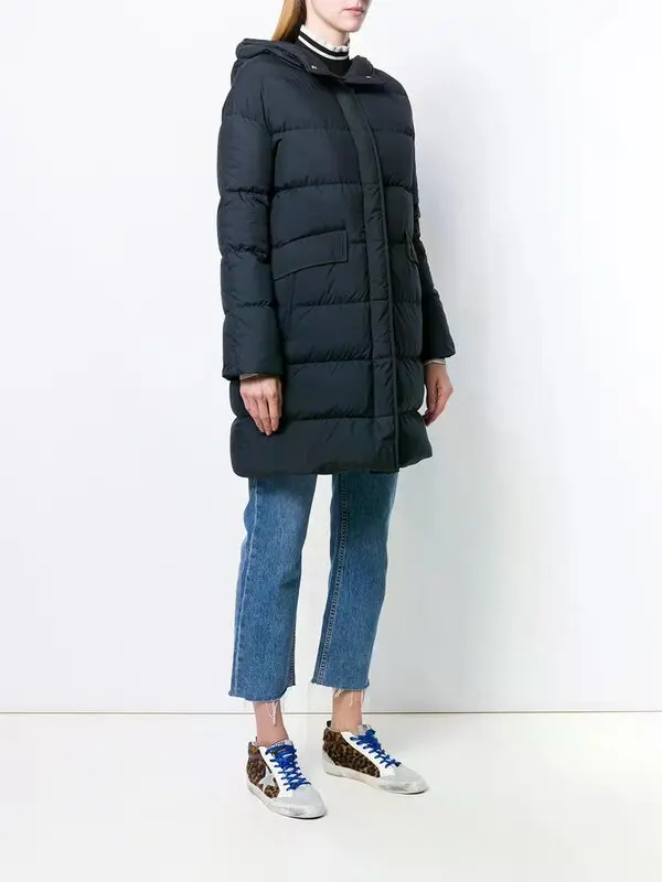 Herno Quilted Hooded Down Coat - Blue
