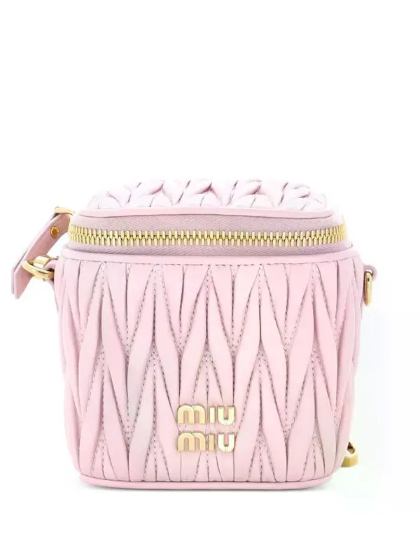 Miu Miu Matelassé Leather Micro Vanity Case Crossbody Bag - Pink