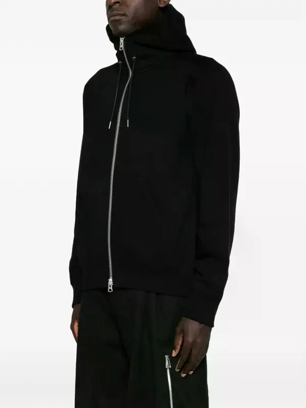Sacai Zip-up Drawstring Hoodie - Black