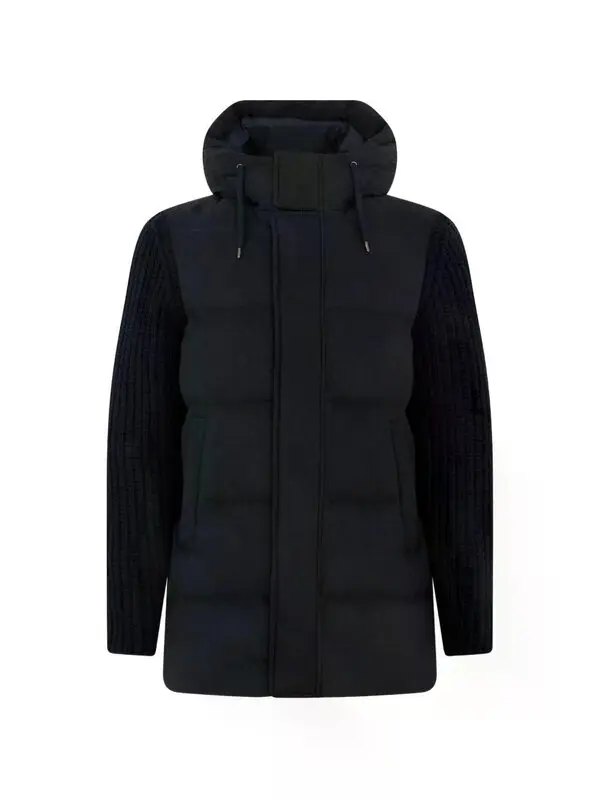 Herno Knitted Sleeve Hooded Jacket