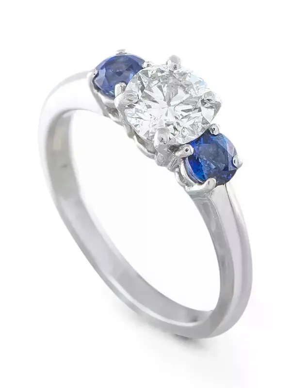 LB EXCLUSIVE Platinum Diamond And Sapphire Three-stone Ring