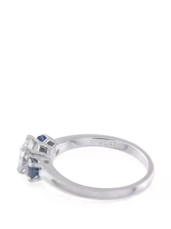 LB EXCLUSIVE Platinum Diamond And Sapphire Three-stone Ring