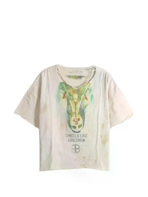SAITOS Graphic-print Raw-edge T-shirt