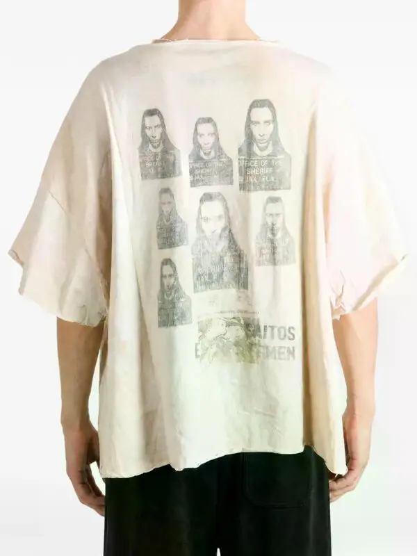 SAITOS Graphic-print Raw-edge T-shirt