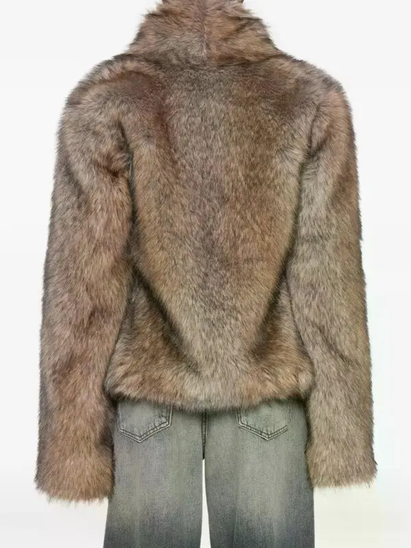 B&B COUTURE Faux-fur Wide-lapel Coat