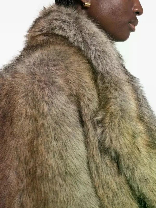 B&B COUTURE Faux-fur Wide-lapel Coat