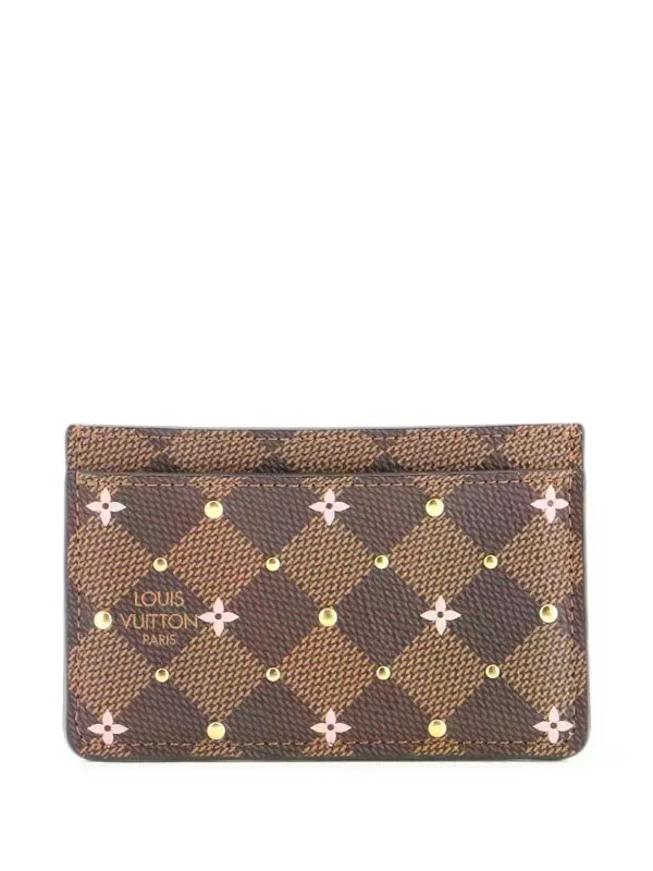 LOUIS VUITTON Flower Printed Studded Damier Card Holder