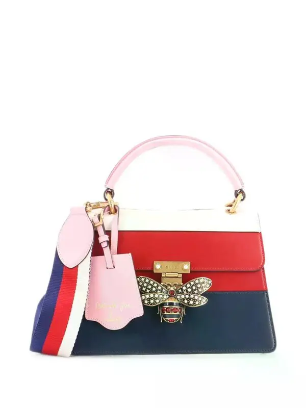 Gucci Queen Margaret Top Handle Bag Colorblock Leather Small Satchel - Blue