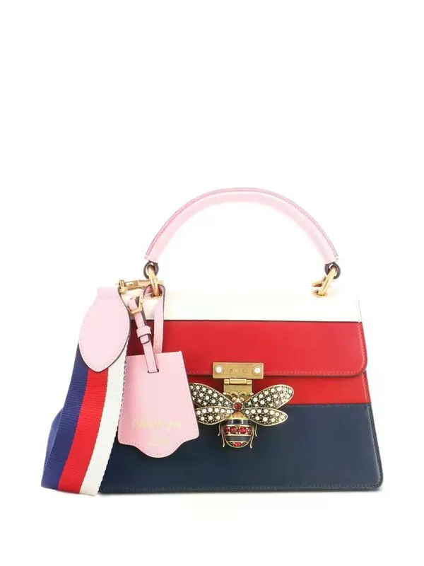 Gucci Queen Margaret Top Handle Bag Colorblock Leather Small Satchel - Blue