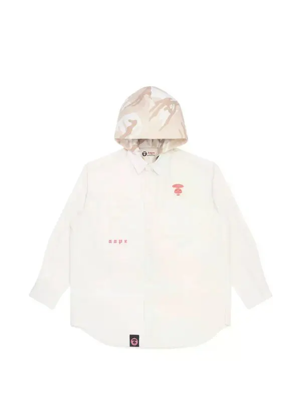 AAPE BY *A BATHING APE Moonface Embroidered Hooded Shirt - White