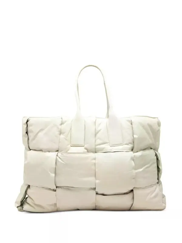 Bottega Veneta Padded Calfskin Maxi Intrecciato Squash Tote Bag - White