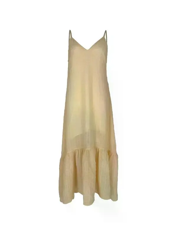 Maje Sleeveless V-neck Ruffled Hem Maxi Dress