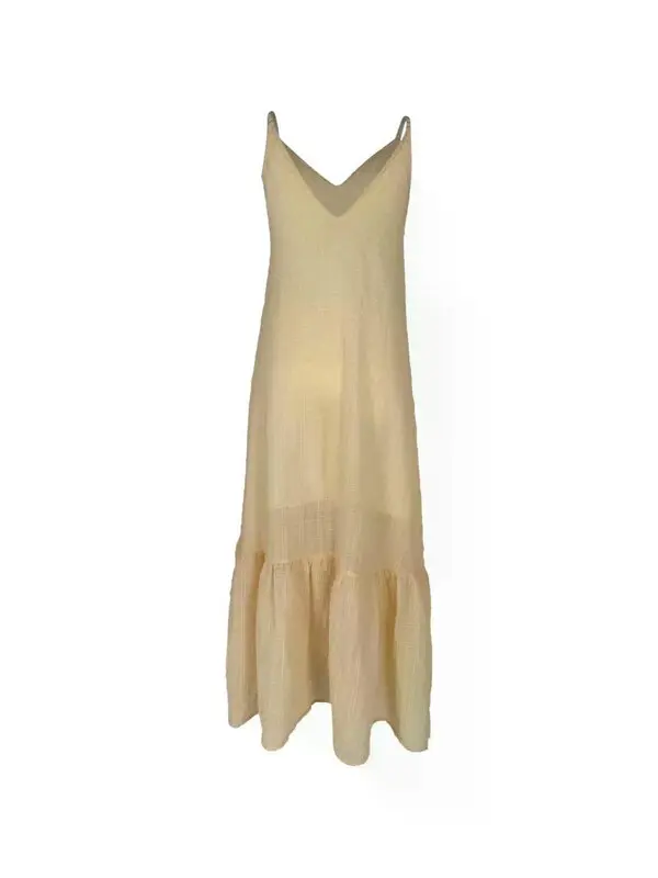 Maje Sleeveless V-neck Ruffled Hem Maxi Dress