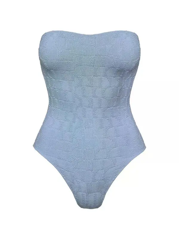 SOFIA ERHAN Kaia Strapless Crinkle Swimsuit - Blue
