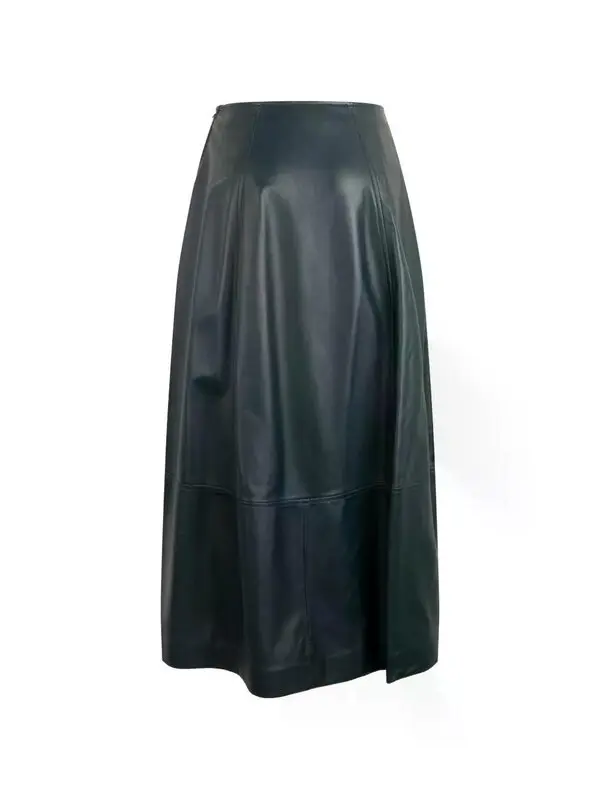 Alberta Ferretti Pleated Leather Skirt