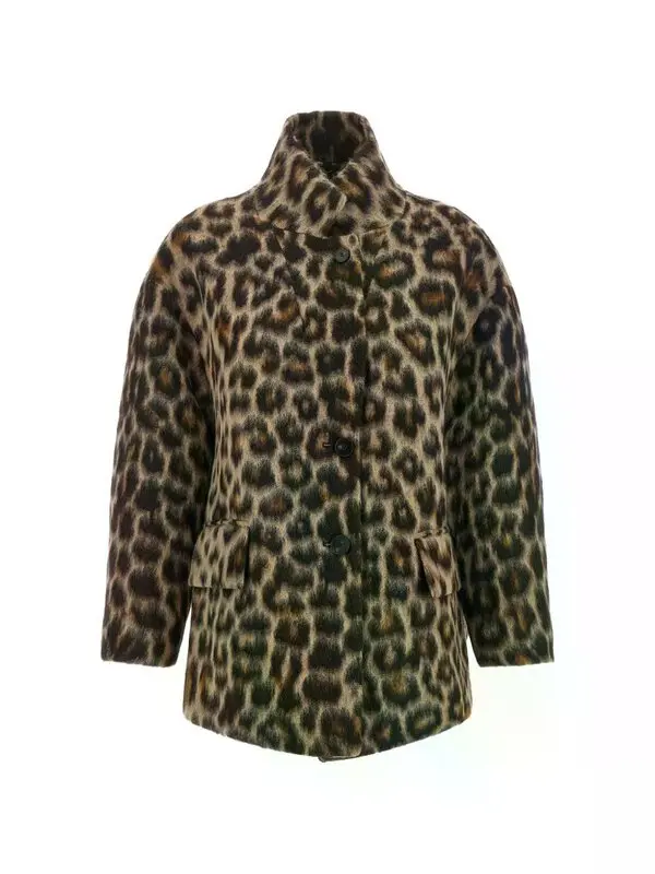 Alberto Biani Animal Print Brushed Finish Coat
