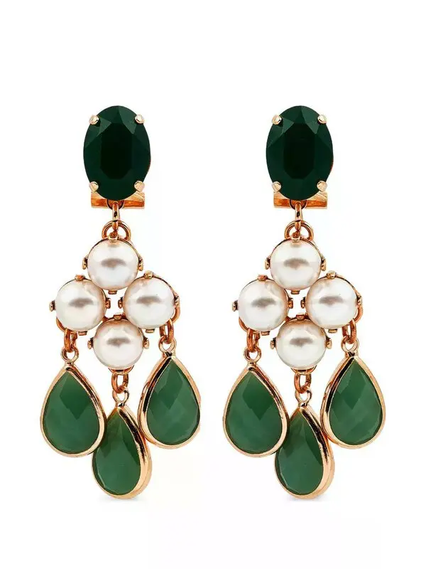 ANTON HEUNIS Crystal And Faux Pearl Chandelier Earrings - Pink