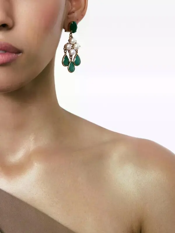 ANTON HEUNIS Crystal And Faux Pearl Chandelier Earrings