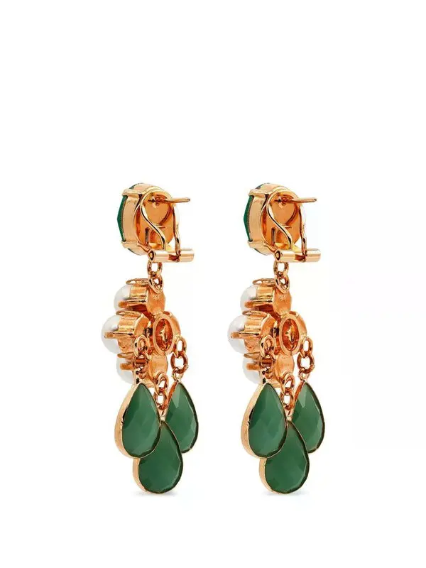 ANTON HEUNIS Crystal And Faux Pearl Chandelier Earrings