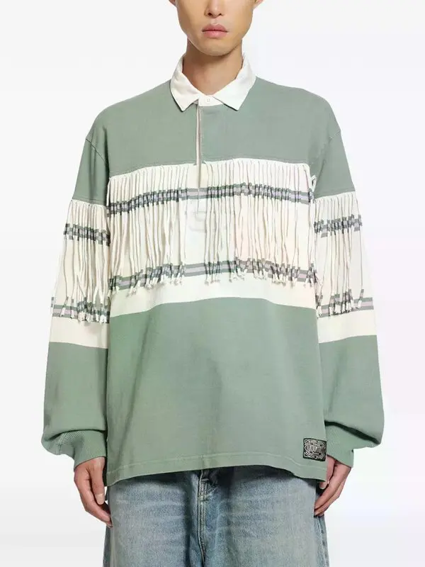 Kapital Fringed Panelled Rugby Polo Shirt - Green