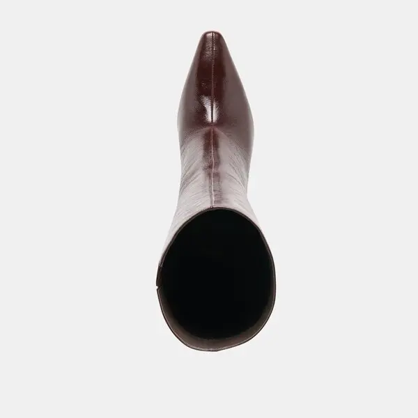 DOLCEVITA Jazmin Knee-high Pointed Toe Kitten Heel Boots - Black Cherry Leather