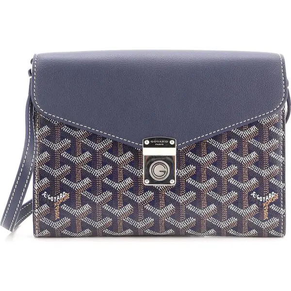 Goyard Chypre Wallet On Strap Coated Canvas With Leather - Blue