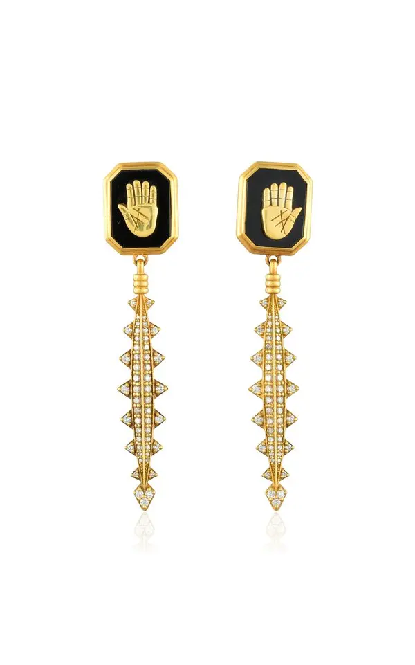 AMRAPALI 18k Yellow Gold Diamond And Onyx Drop Earrings