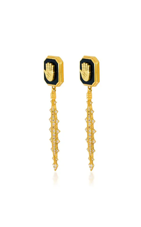 AMRAPALI 18k Yellow Gold Diamond And Onyx Drop Earrings