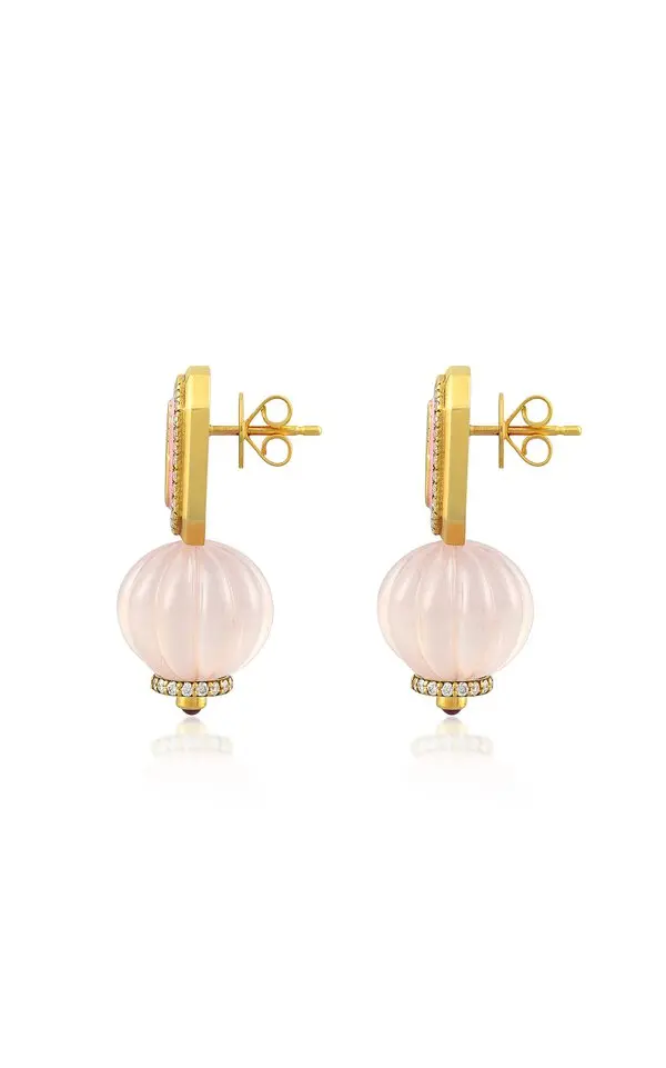 AMRAPALI 18k Yellow Gold Rose Quartz And Diamond Dangle Earrings