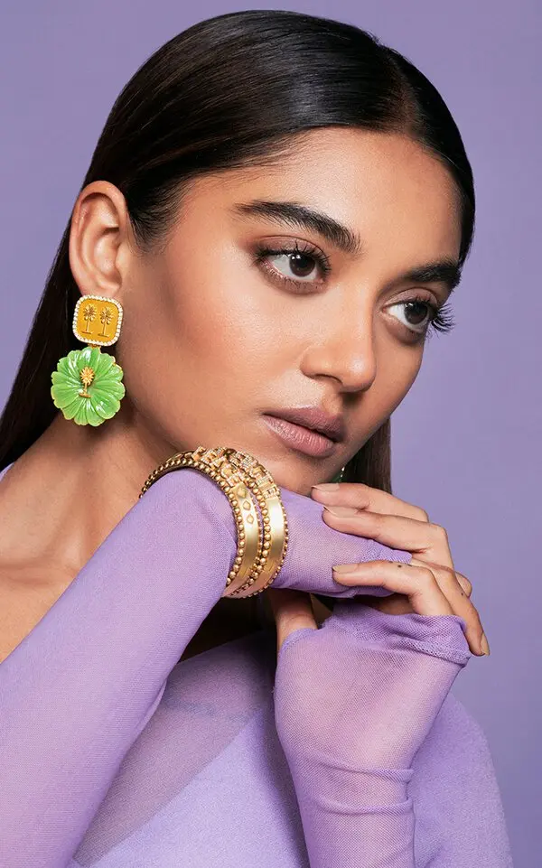 AMRAPALI 18k Yellow Gold Jade And Diamond Drop Earrings
