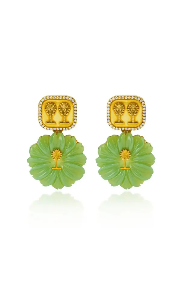 AMRAPALI 18k Yellow Gold Jade And Diamond Drop Earrings