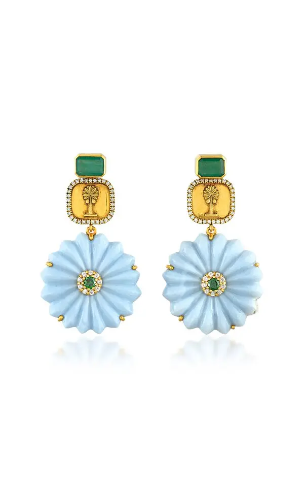 AMRAPALI 18k Yellow Gold Green Tourmaline And Emerald Dangle Earrings