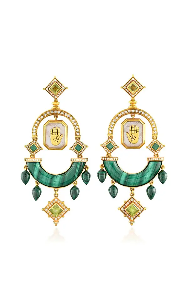 AMRAPALI 18k Yellow Gold Diamond And Gemstone Chandelier Earrings