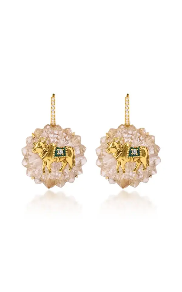 AMRAPALI 18k Yellow Earrings With Golden Rutile And Diamonds
