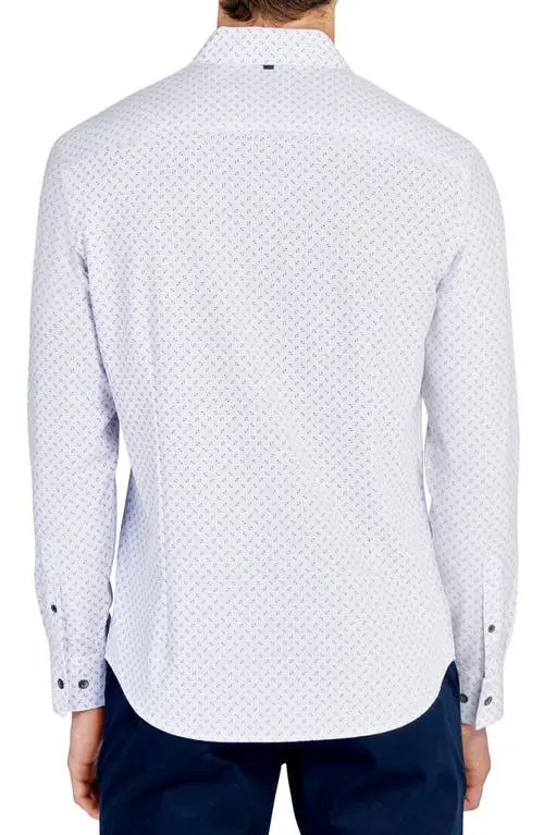 W.R.K Trim Fit Abstract Square Print Performance Button-up Shirt