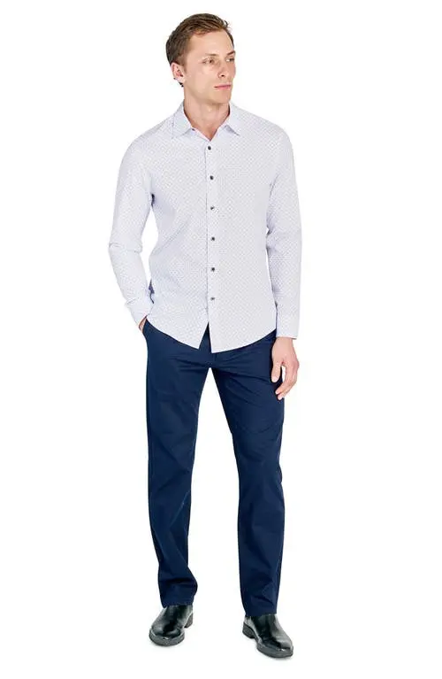 W.R.K Trim Fit Abstract Square Print Performance Button-up Shirt