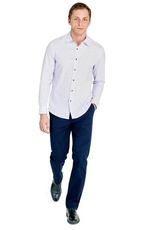 W.R.K Trim Fit Abstract Square Print Performance Button-up Shirt