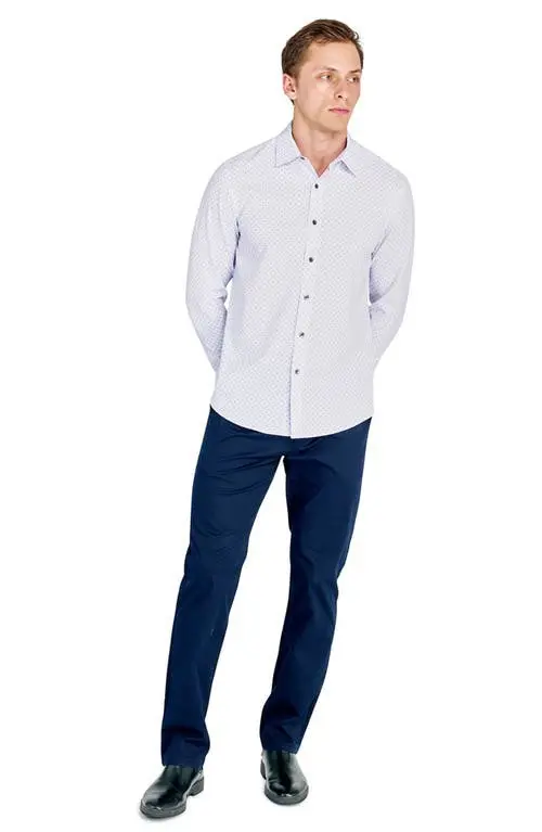 W.R.K Trim Fit Abstract Square Print Performance Button-up Shirt