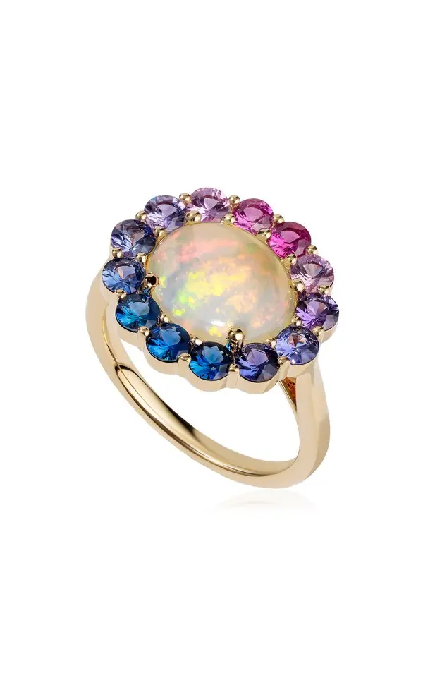JULIA CHAFE 14k Yellow Gold Opal And Sapphire Ring