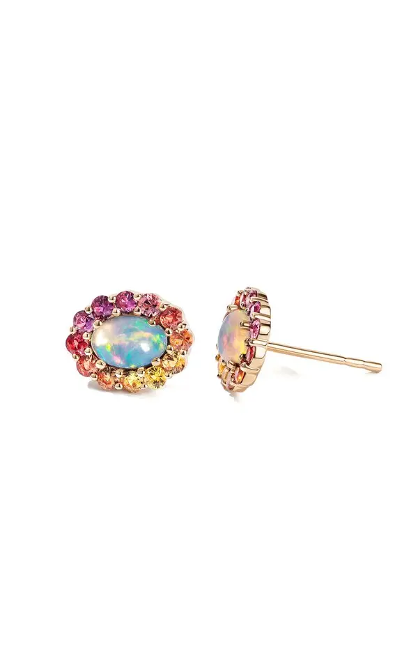 JULIA CHAFE 14k Yellow Gold Opal Sunset Stud Earrings