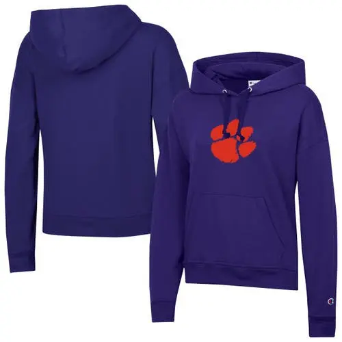 Champion Clemson Tigers Powerblend Fleece Hoodie - Purple