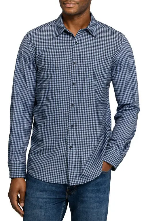 W.R.K Reworked Slim Fit Navy Gingham Check Cotton Button-up Shirt