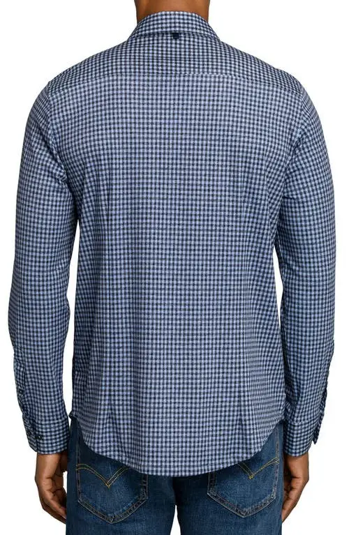W.R.K Reworked Slim Fit Navy Gingham Check Cotton Button-up Shirt