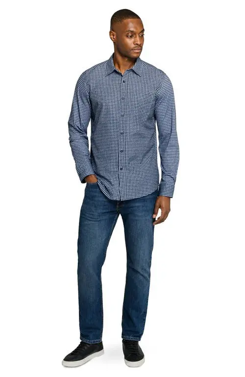 W.R.K Reworked Slim Fit Navy Gingham Check Cotton Button-up Shirt